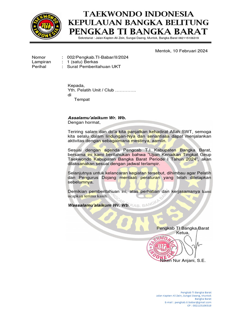 02 - Surat Pemberitahuan UKT | PDF