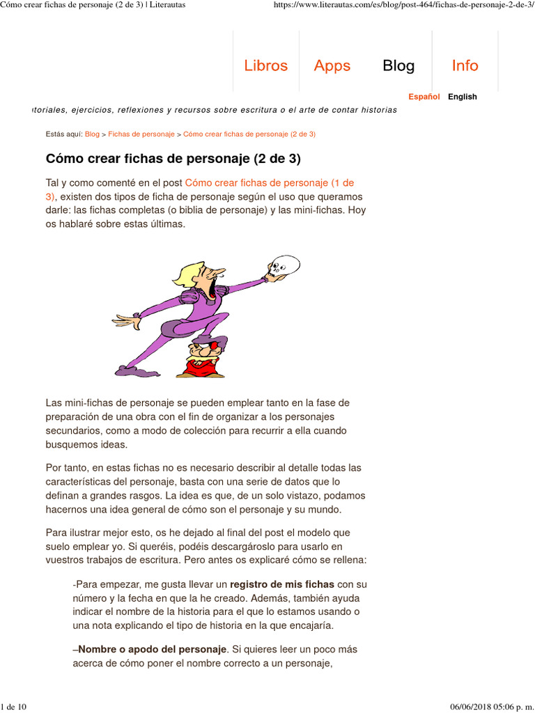 Cómo Crear Fichas de Personaje (2 de 3) - Literautas | PDF