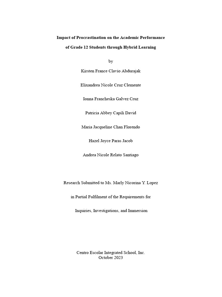 STEM 12 A Chapter 1 GR4 1 | PDF | Professional Skills | Procrastination