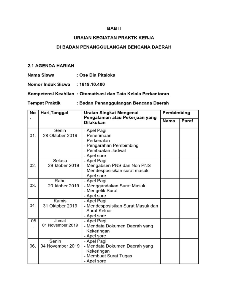 LAPORAN PKL Ose | PDF
