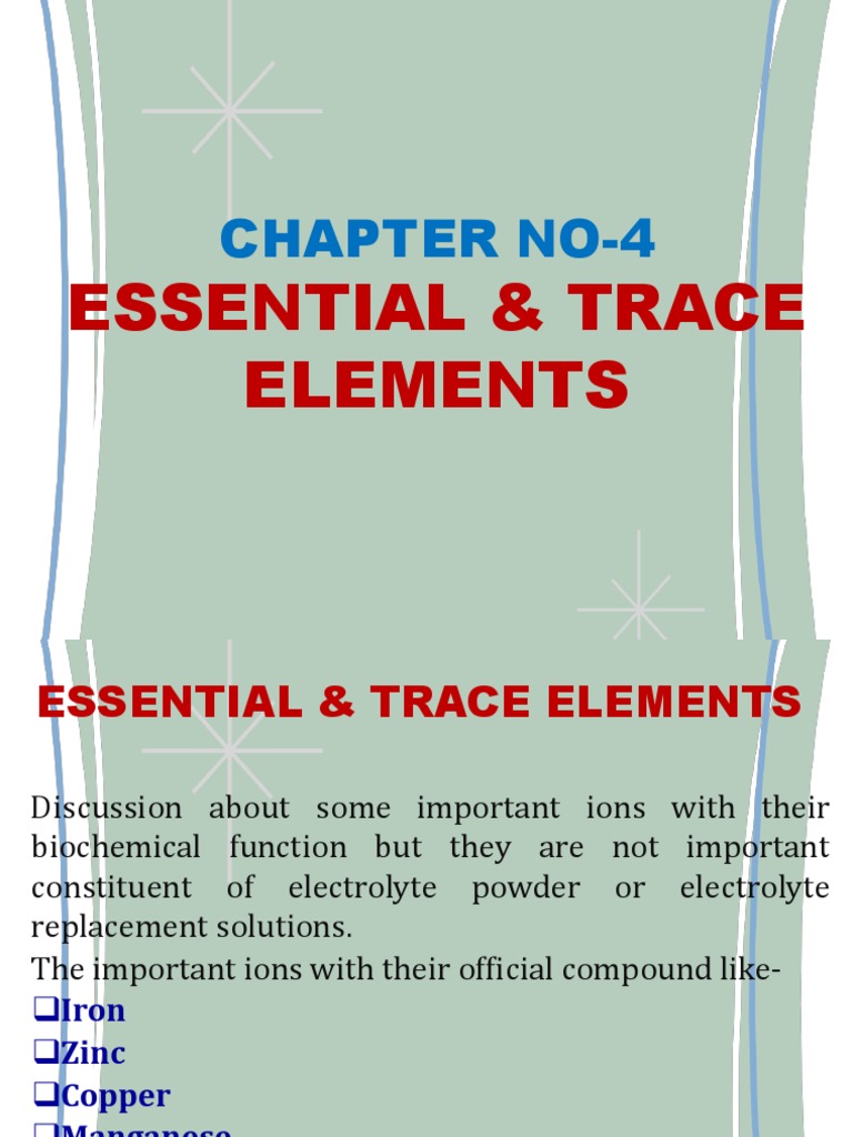 Essential & Trace Elements | PDF | Iodine | Iron
