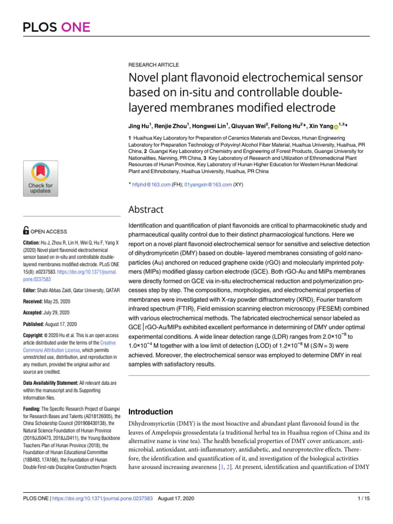 Novel Plant Flavonoid Electrochemical Sensor Based On in Situ and ...