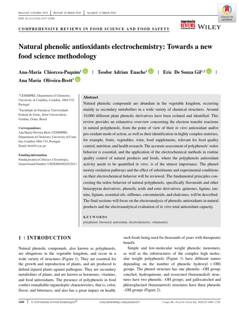Natural Phenolic Antioxidants Electrochemistry Towards A New Food ...
