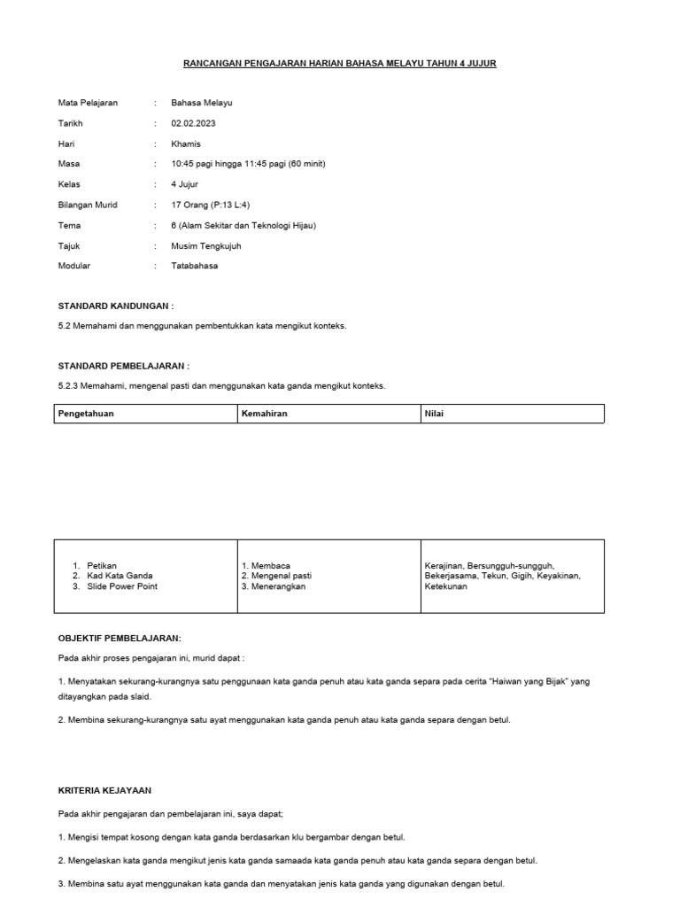 Rph Bahasa Melayu m.4 02022023 | PDF
