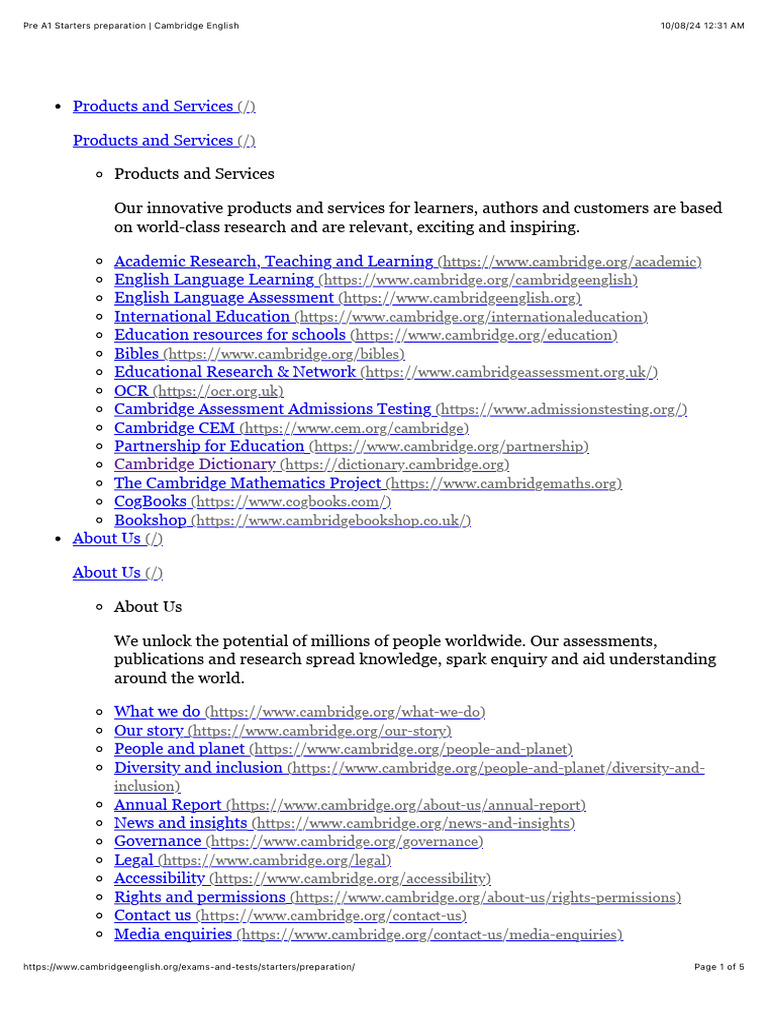 Pre A1 Starters Exam Preparation Guide | PDF | Teachers | Learning