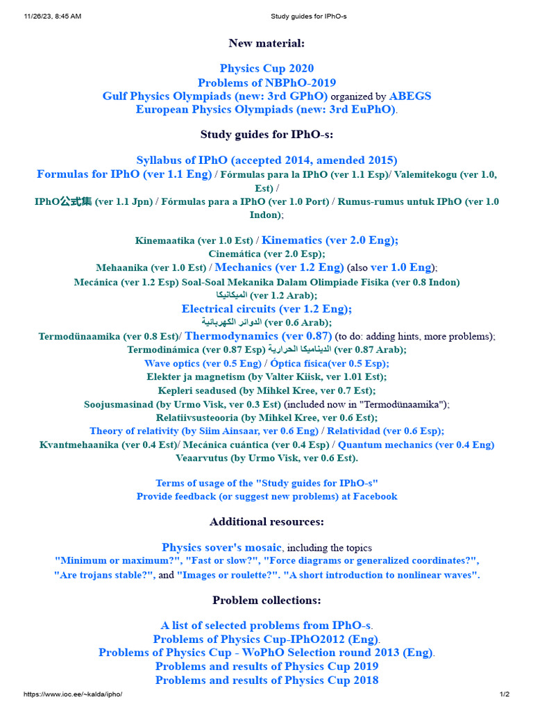 Study Guides For IPhO-s | PDF | Quantum Mechanics | Physical Sciences