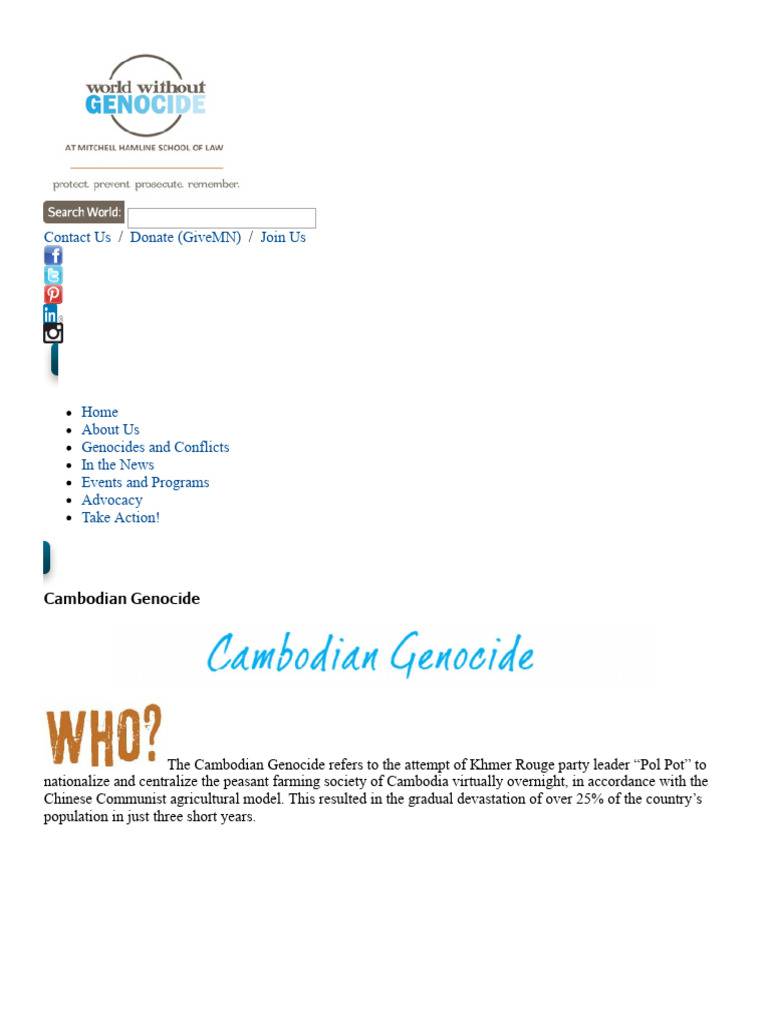 Cambodian Genocide Overview and Impact | PDF | Democratic Kampuchea ...
