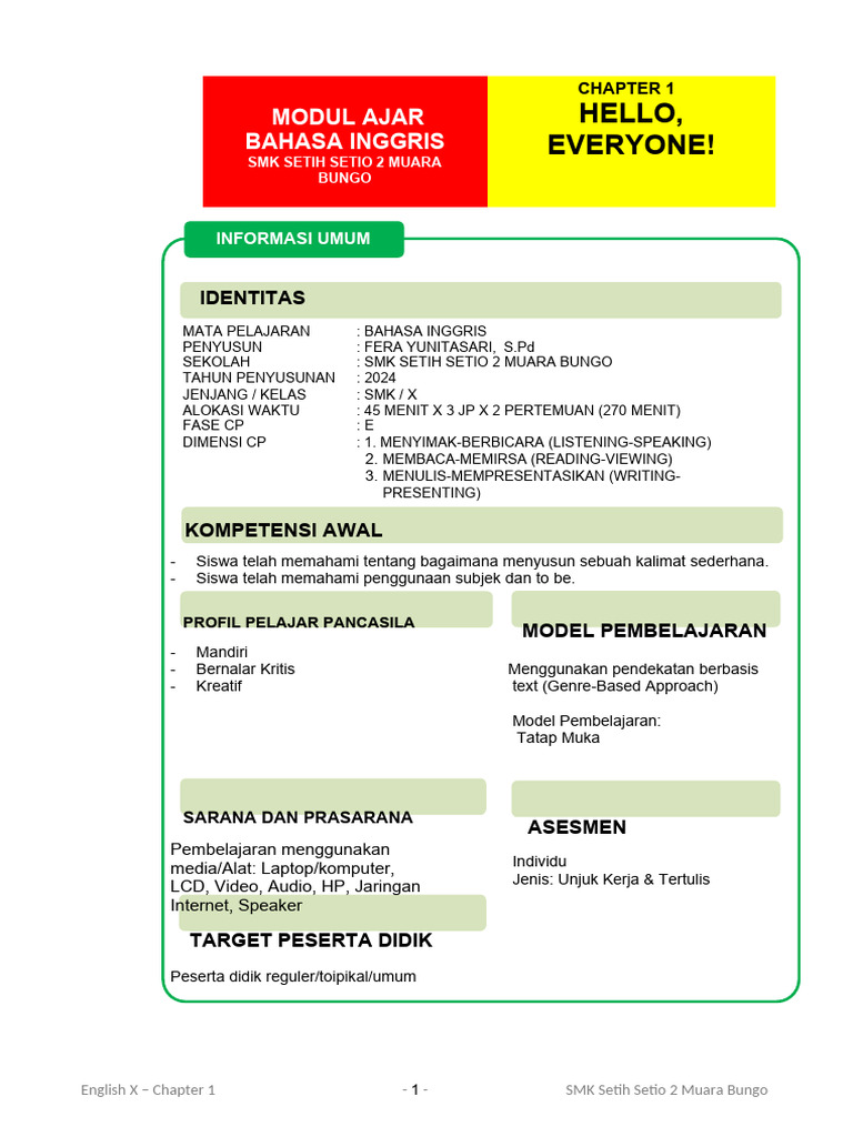 Modul Ajar Edit | PDF | Seni & Disiplin Bahasa