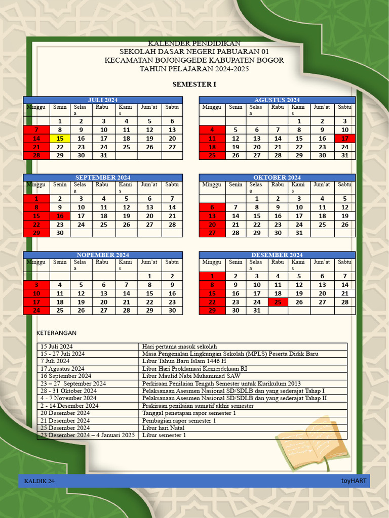 Kalender Pendidikan SD 2024-2025 | PDF