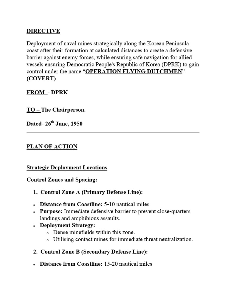 DIRECTIVE DPRK Naval Mine Deploy | PDF | Naval Mine | Hydrography