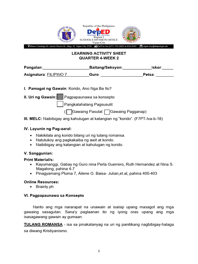 Las Fil7 Q4 W2 | PDF