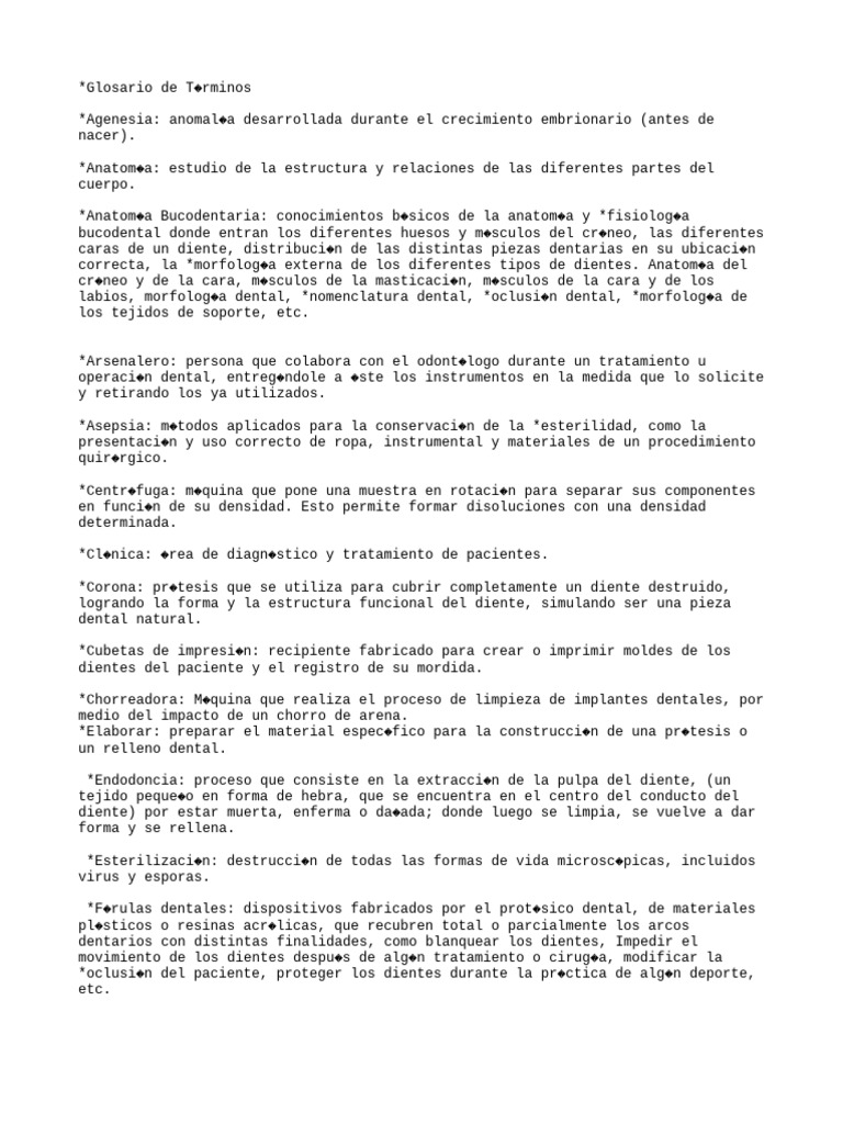 Glosario Dent | PDF | Ortodoncia | Diente