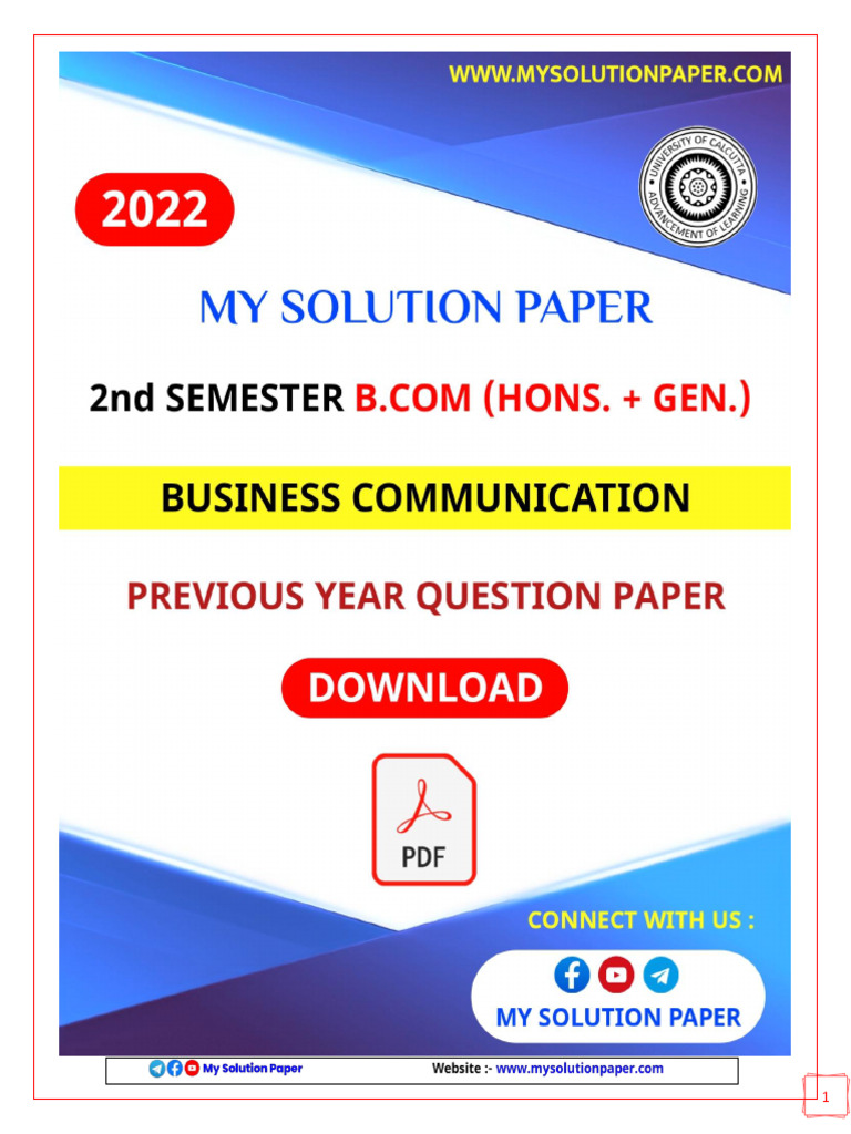 2022 Bcom (H & G) Second Semester Business Communication Question Paper ...
