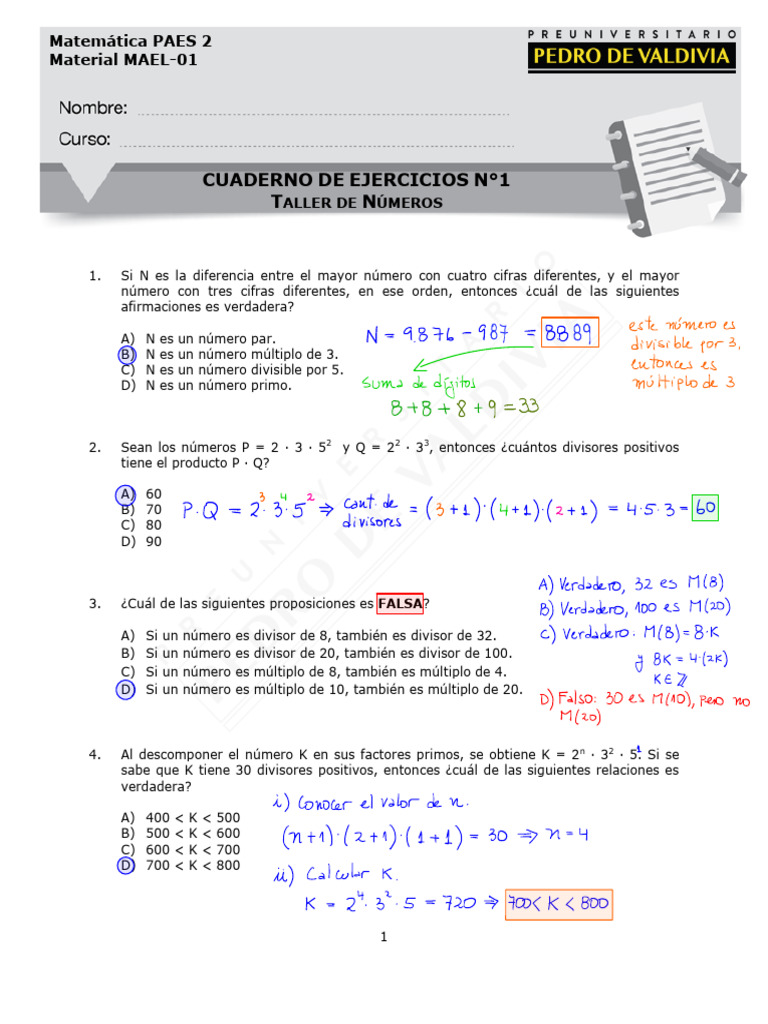 8313-MAEL-01 Taller Números | PDF | Objetos matemáticos | Conceptos matemáticos