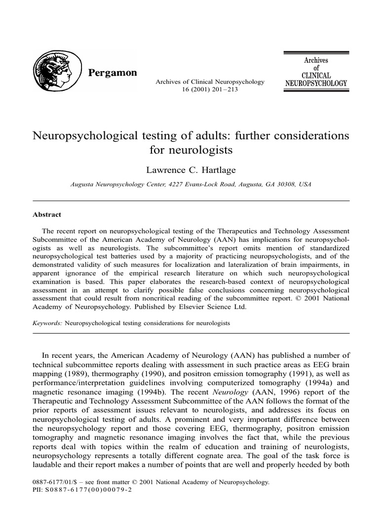 Neuropsychological Testing of Adults Further Co - 2001 - Archives of ...