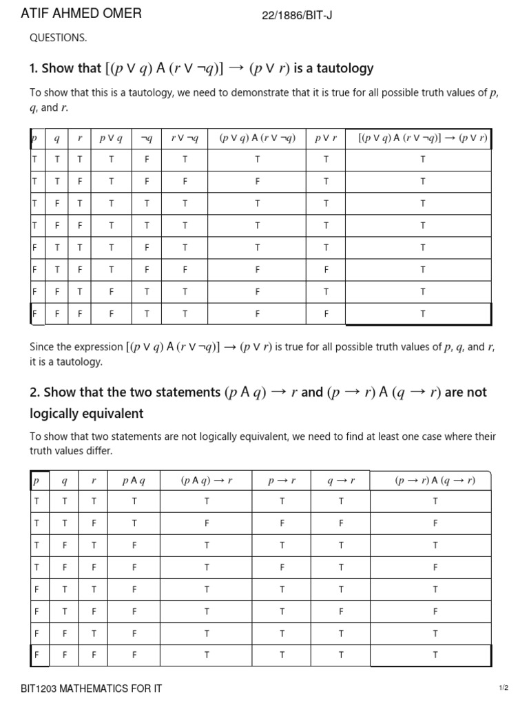 MATHS FOR IT | PDF | Metalogic | Syntax (Logic)