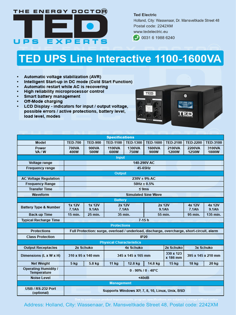 TED UPS Line Interactive 1100-1600VA - TED UPS Experts | PDF ...