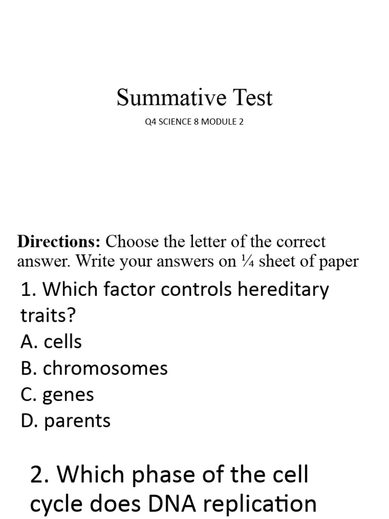 Summative Test Module 2 Science | PDF | Meiosis | Mitosis