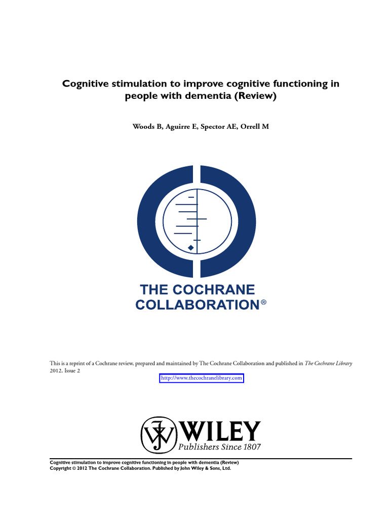 2012 - Cognitive Stimulation - Cohcrane | PDF | Dementia | Caregiver