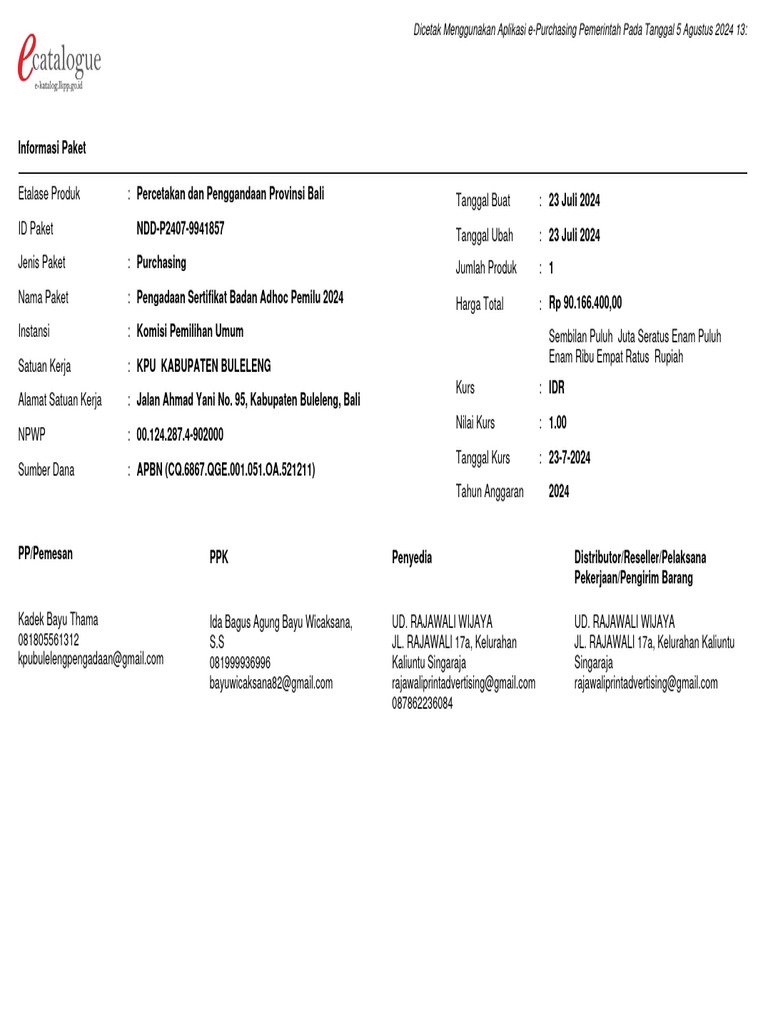Cetak Pesanan NDD P2407 9941857 | PDF