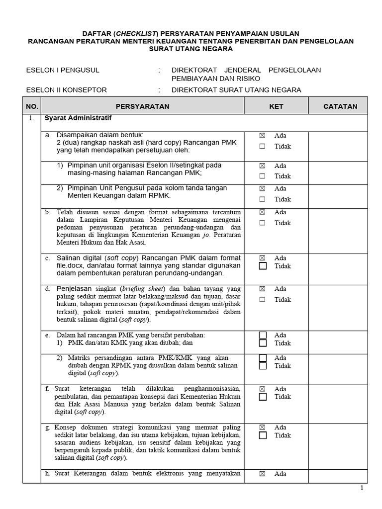 Checklist RPMK Final | PDF