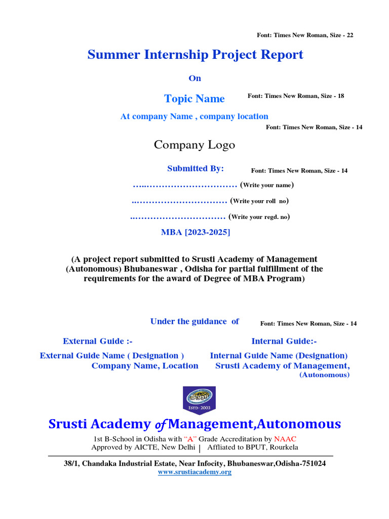 Summer Internship Project Report Template | PDF | Business