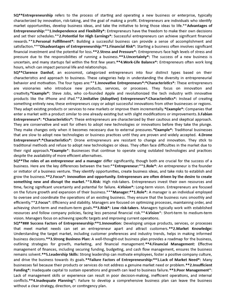 Edsbm 2ND Semister Note | PDF | Entrepreneurship | Working Capital