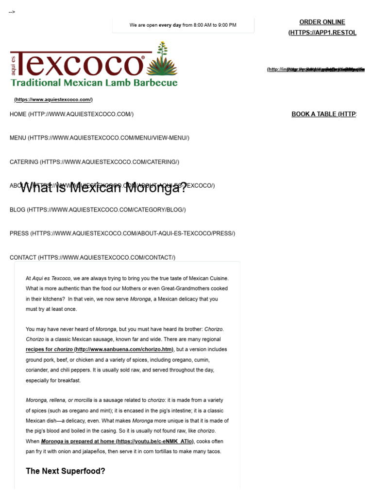 What Is Mexican Moronga - Aqui Es Texcoco | PDF | Sausage | Taco