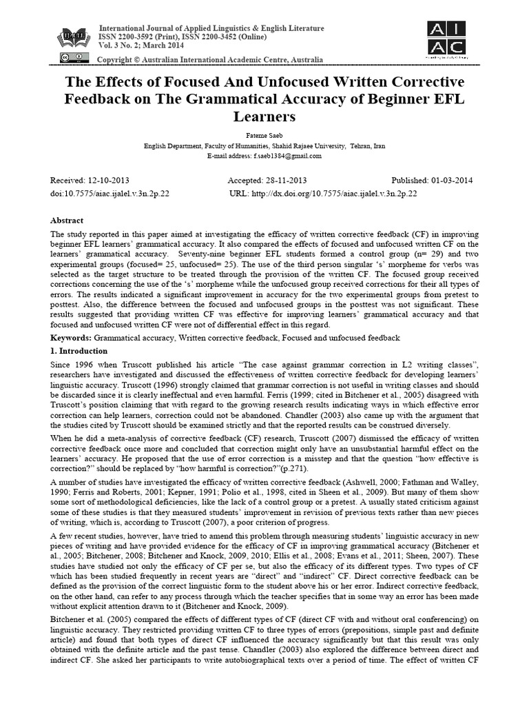 Focused and Unfocused of Begginer Learners | PDF | English As A Second ...