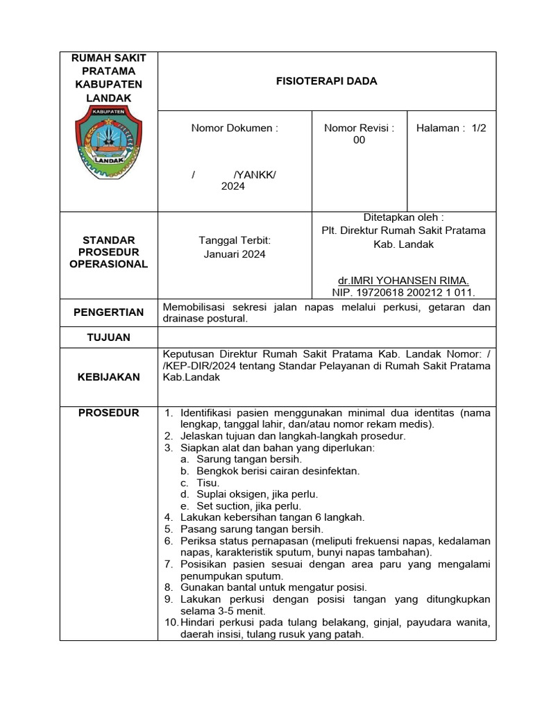 SOP Fisioterapi Dada | PDF | Pengembangan Diri | Kesehatan Holistik
