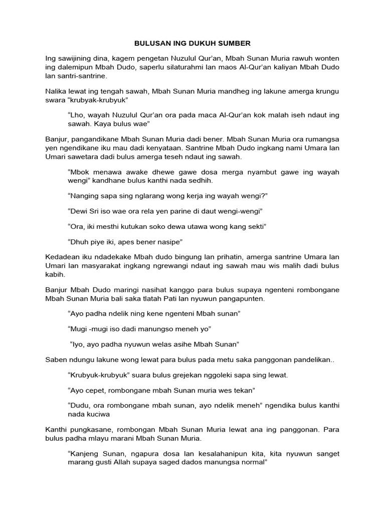 Lomba Mendongeng Bahasa Jawa | PDF