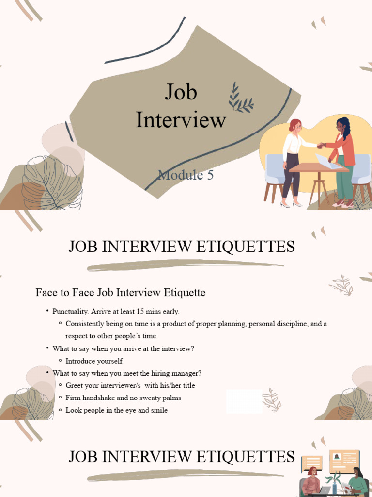 MODULE 5 - Job Interview | PDF | Job Interview | Nonverbal Communication