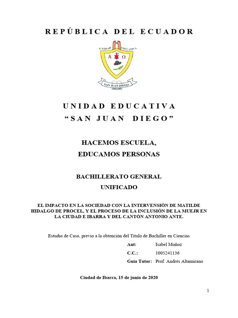 Proyecto de Grado de Isabel Muñoz, 3ro Bgu | PDF | Mujer | Ecuador