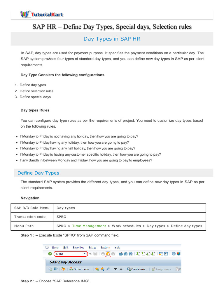 Define Day Types in Sap | PDF | Human Resource Management | Computing