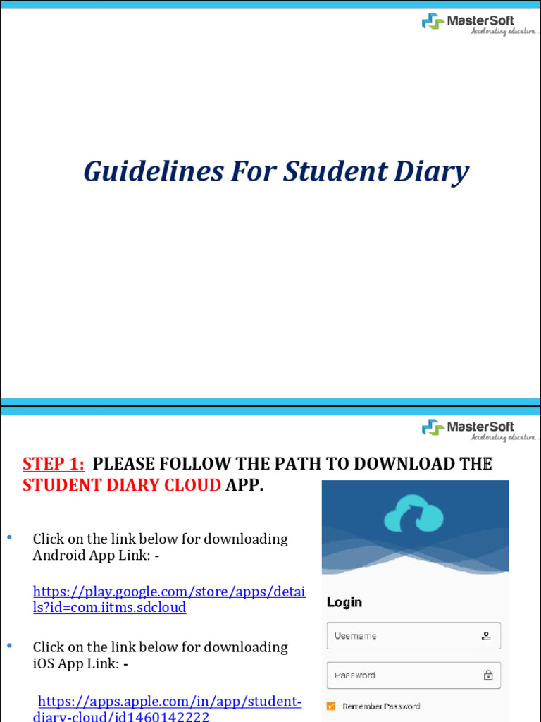 Guidelines For Student Diary | PDF | Mobile App | Login