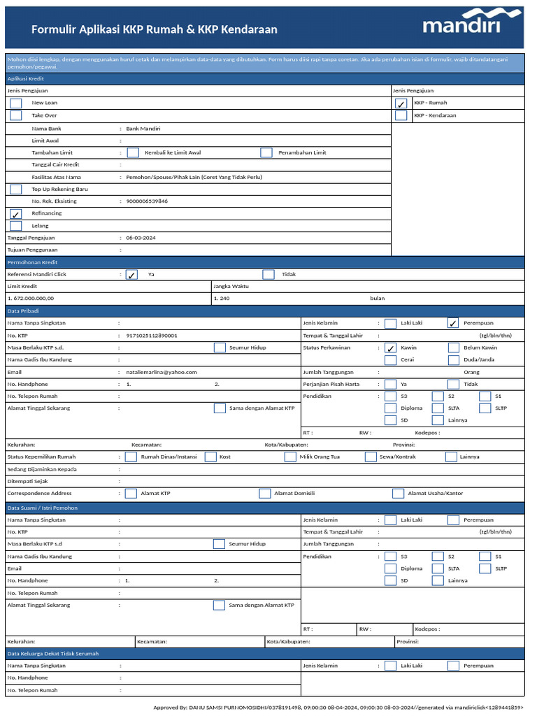 01 Form Aplikasi Kredit KKP EC18094C32BBDA | PDF