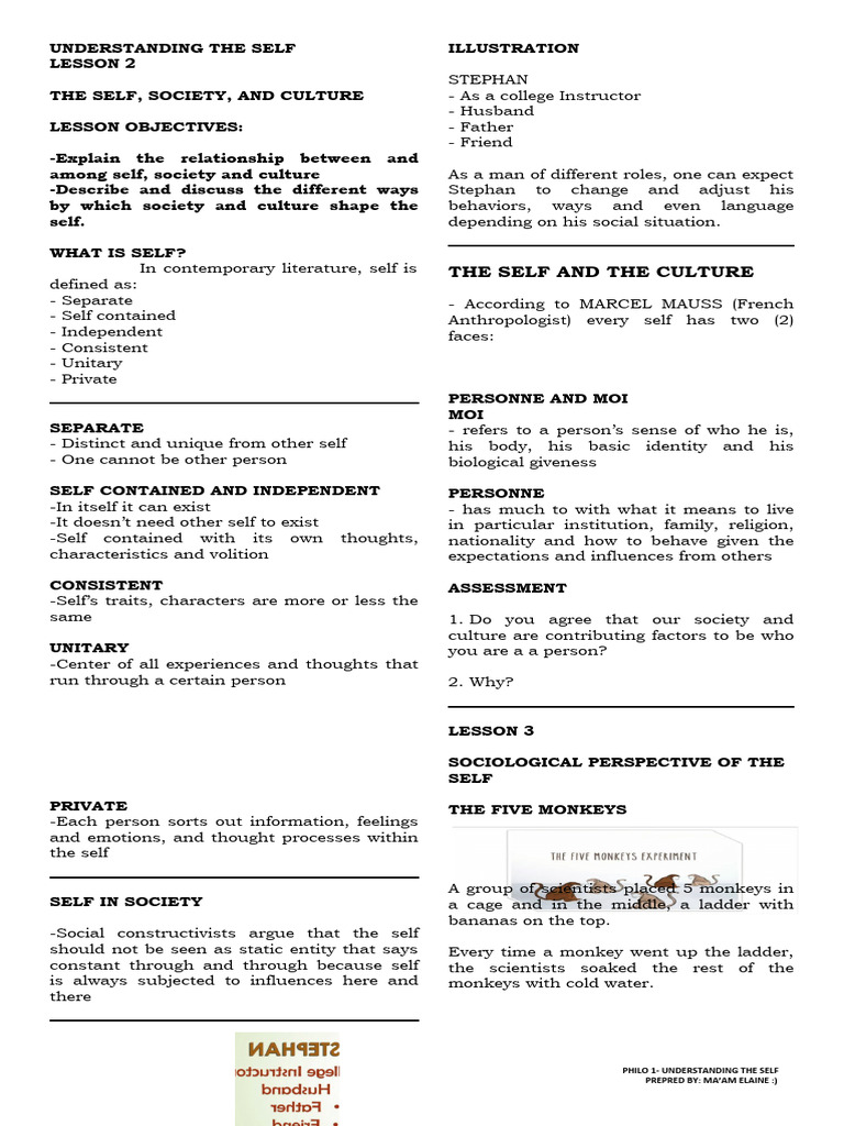 Philo 1 - Understanding The Self | PDF | Social Psychology | Behavioural Sciences