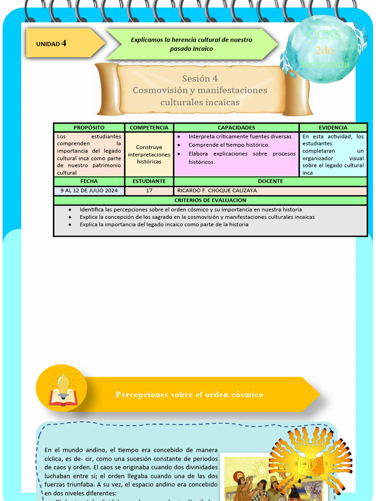 S. Aprendizaje 2°ccss (4) 4 MGP-15 Al 19 de Julio 2024 | PDF | Imperio Inca