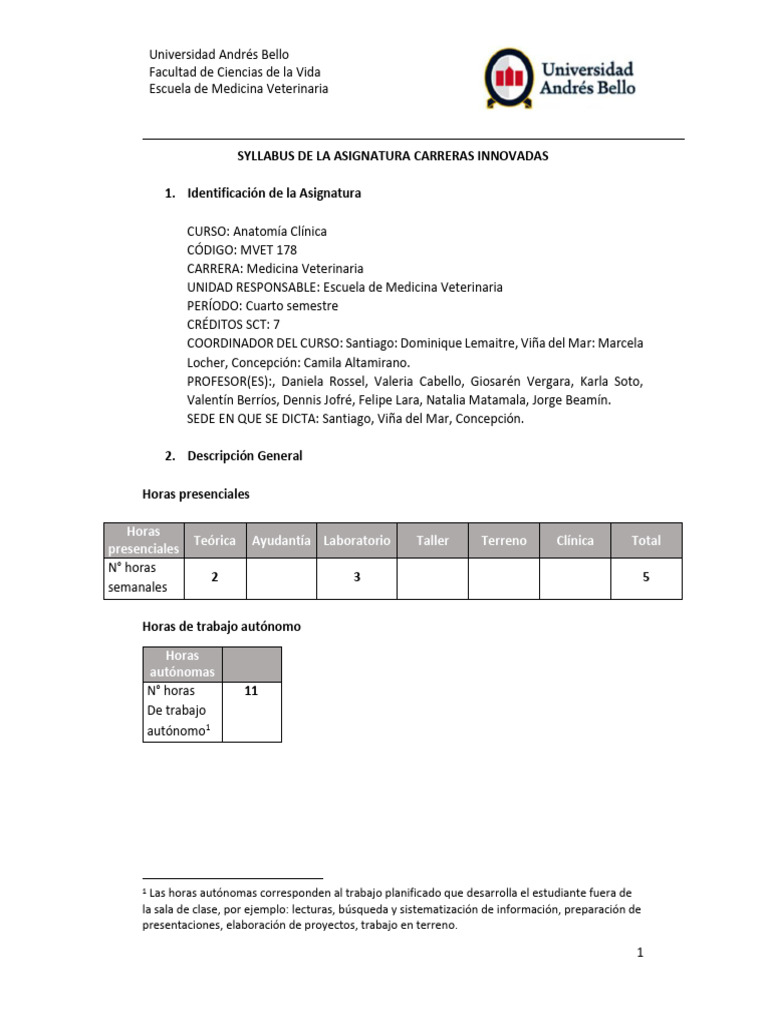 Syllabus Anatomía Clínica Santiago 2024 - v2 | PDF | Cuidado de la ...