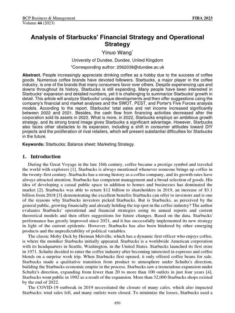 Starbucks Financial and Operational Analysis | PDF | Starbucks ...