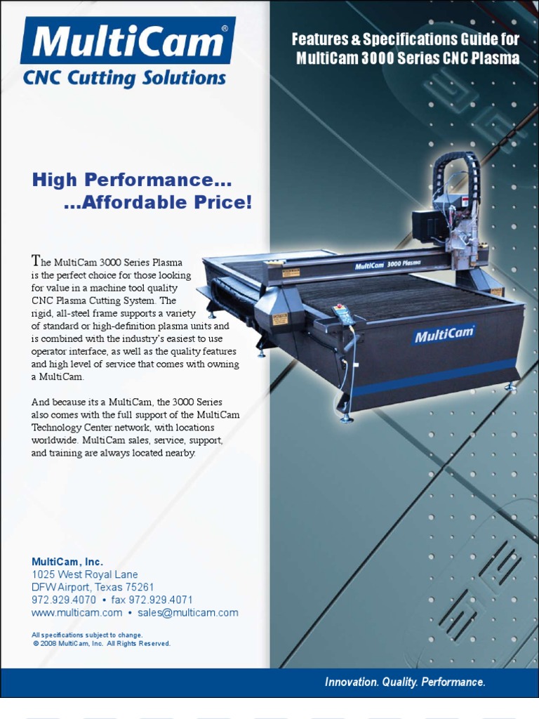 MultiCam 3000-Series CNC Plasma | PDF | Bearing (Mechanical ...