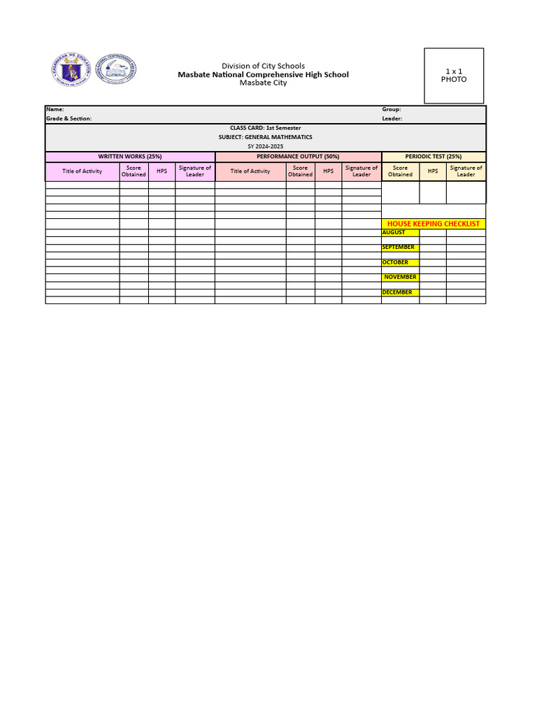 ScoreCard MATH WithChecklist | PDF