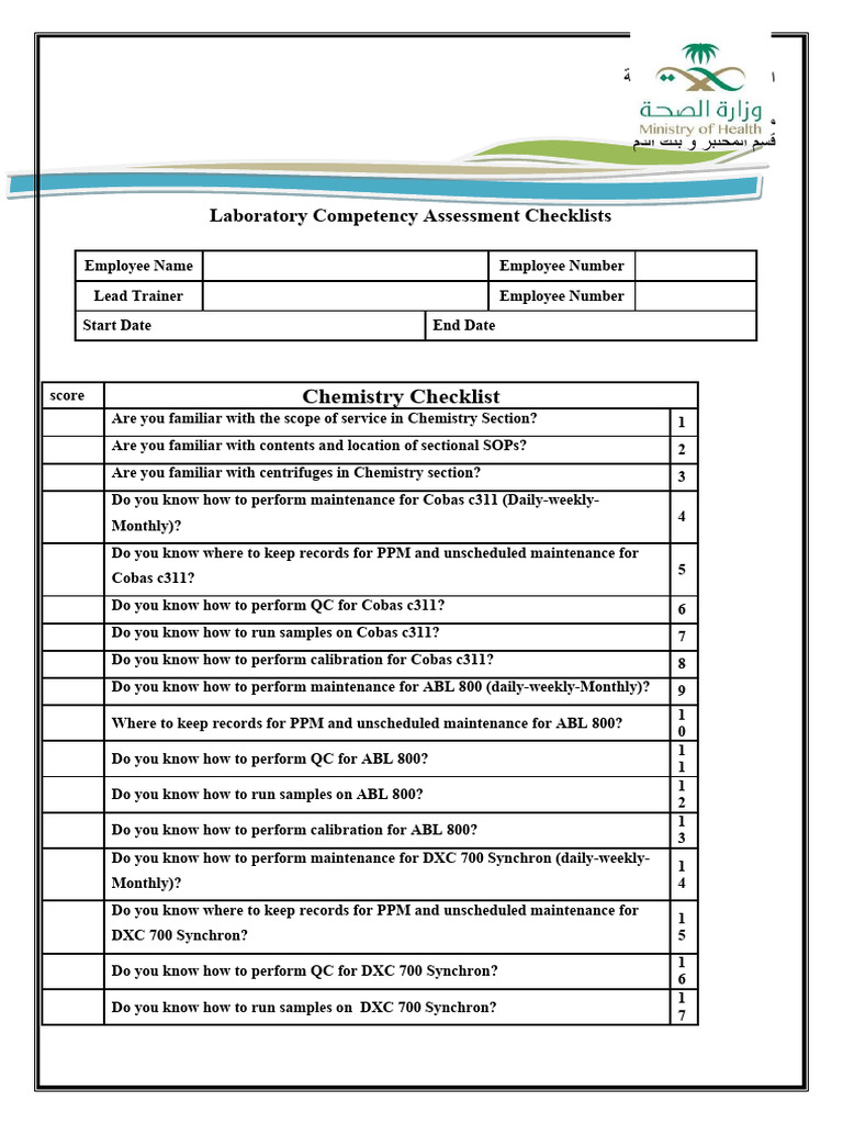 Chemistry Checklist | PDF