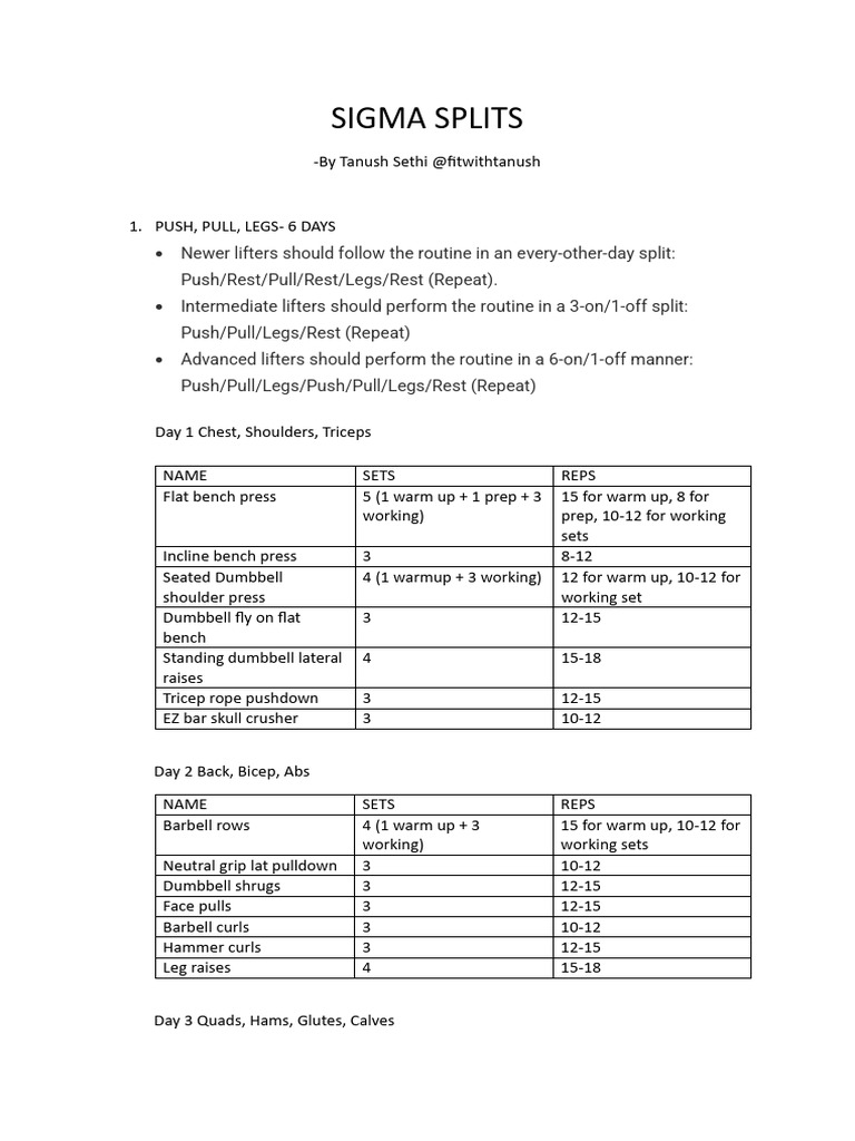 Sigma Splits | PDF | Weight | Physical Exercise