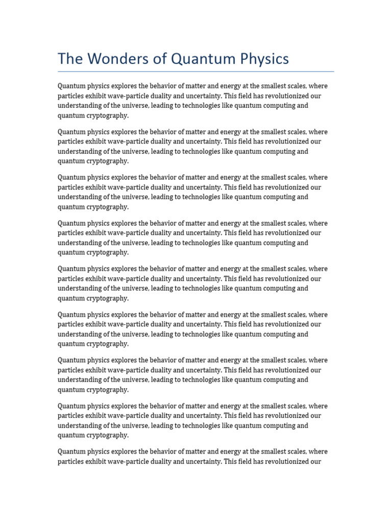 The Wonders of Quantum Physics | PDF | Physics | Uncertainty Principle