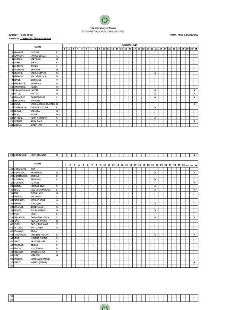 Non-Engineering Attendance Sheet | PDF