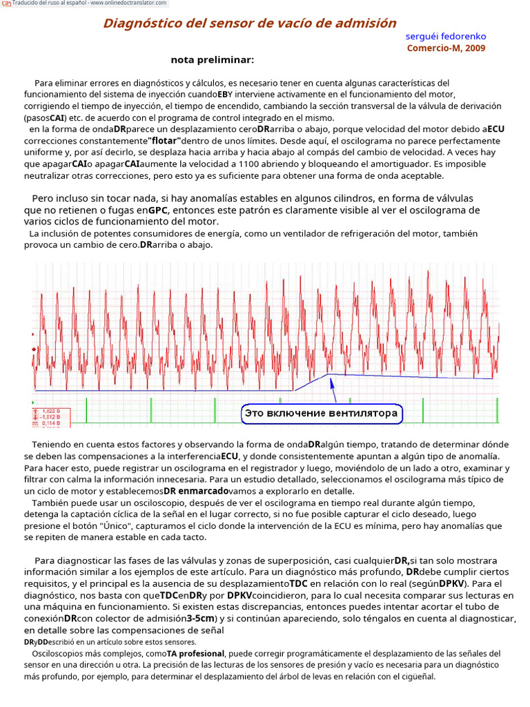 Diagnóstico Del Sensor de Vacío de Admisión | PDF | Partes de vehículo ...