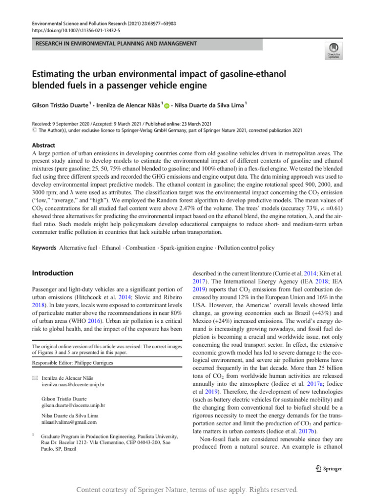 Estimating The Urban Environmental Impact of Gasol | PDF | Gasoline ...