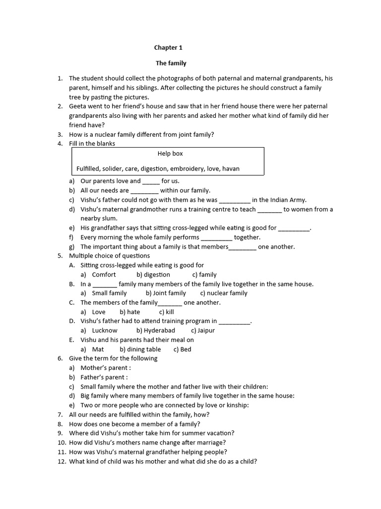 Chapter 1 and 2 (S.ST III) | PDF | Grandparent | Family