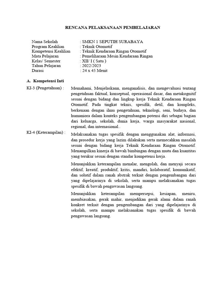 Modul Ajar TKR PJBL | PDF